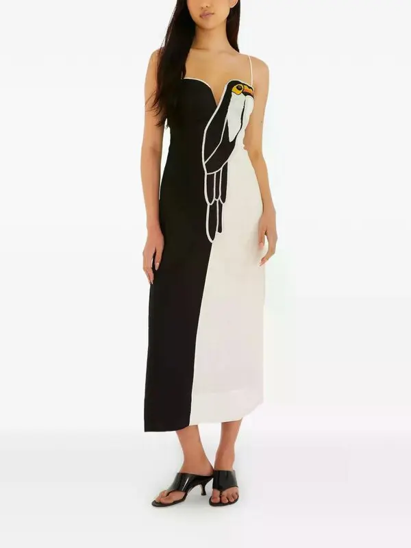 Farm Rio Appliqué Midi Dress - Black