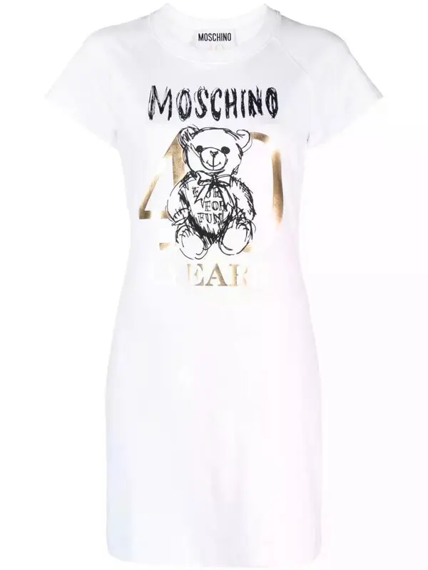 Moschino Teddy Bear-motif Cotton T-shirt Dress - White