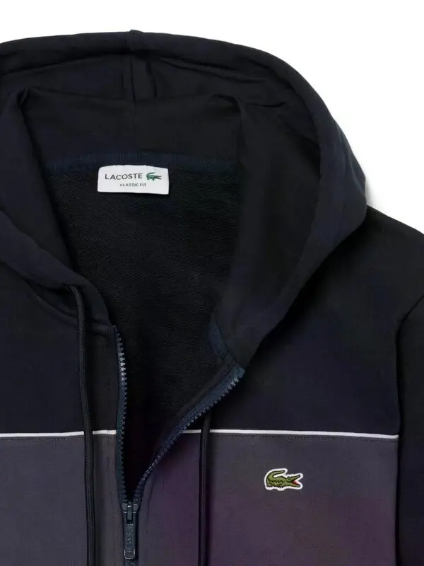 Lacoste Colour-block Zip-up Cotton Hoodie