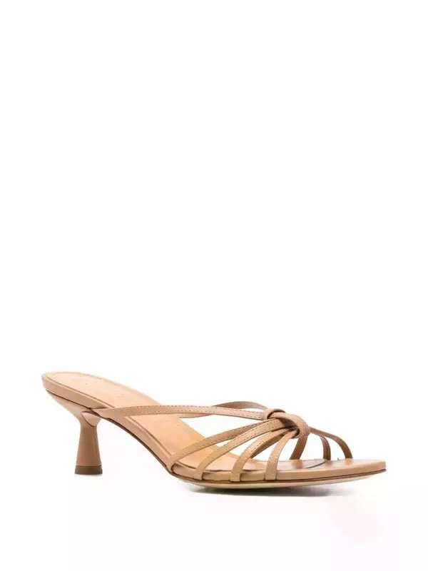 AeydĒ Abby Strappy Leather Mules - Neutrals