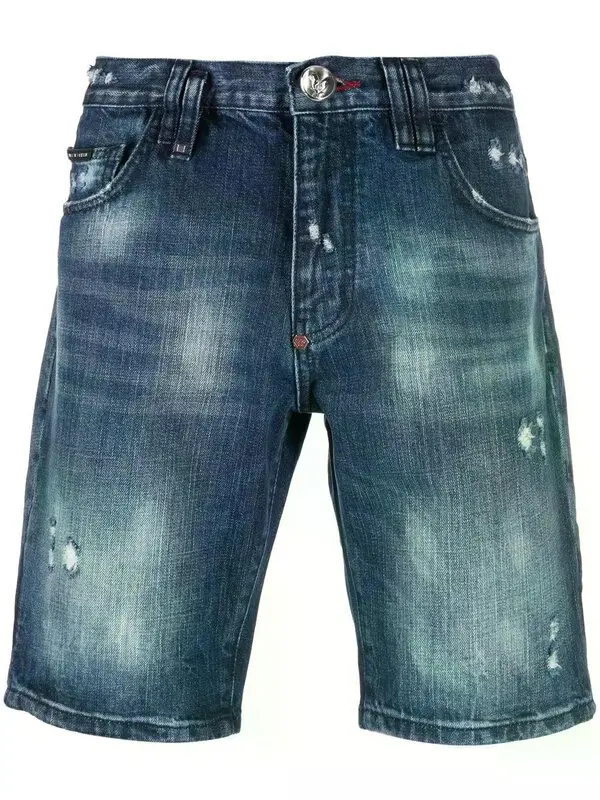 Philipp Plein Distressed-effect Denim Shorts