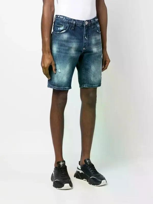 Philipp Plein Distressed-effect Denim Shorts