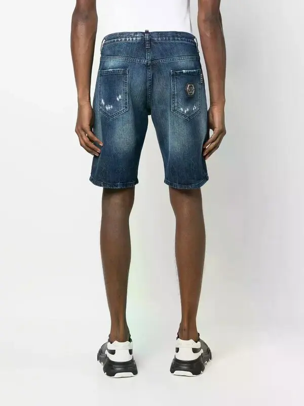Philipp Plein Distressed-effect Denim Shorts