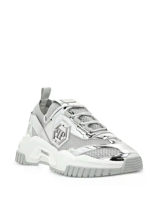Philipp Plein Predator Plaque Sneakers - Silver
