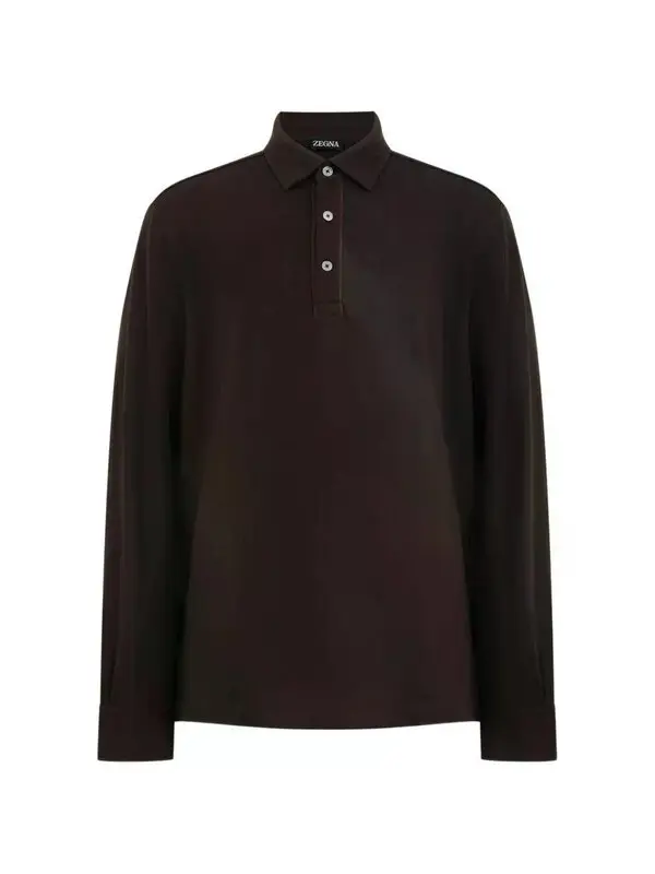 Zegna Long-sleeved Polo Shirt - Brown