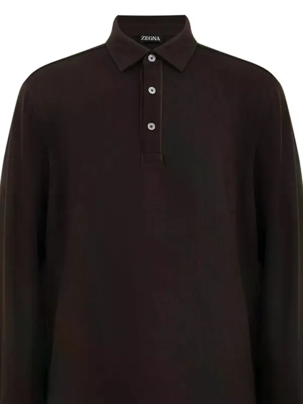 Zegna Long-sleeved Polo Shirt - Brown