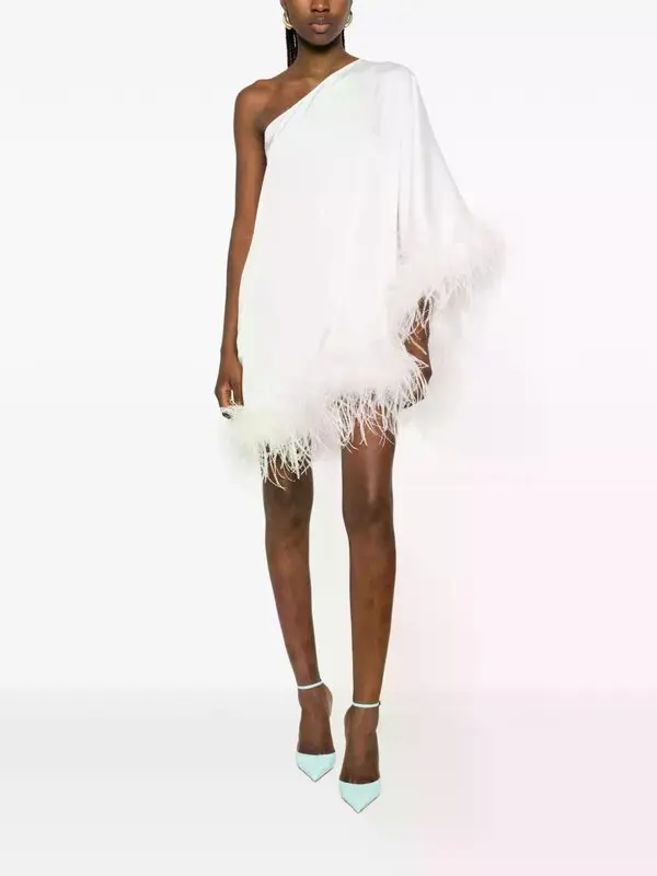 ALESSANDRO LEGORA Boa Feather-trim Mini Dress