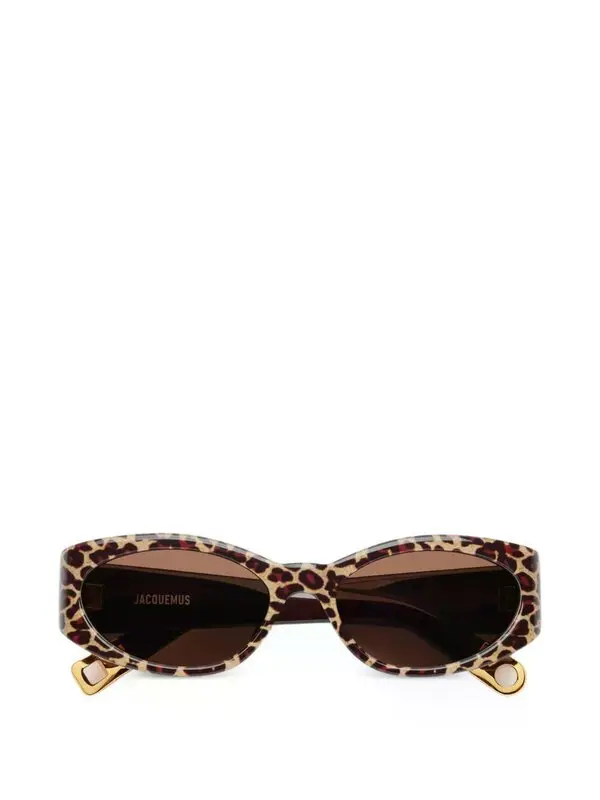 Jacquemus Leopard-pattern Oval Sunglasses - Brown