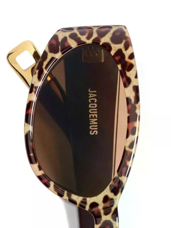 Jacquemus Leopard-pattern Oval Sunglasses - Brown