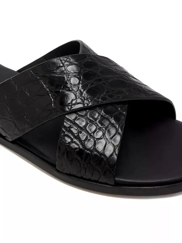Magnanni Criss-cross Sandals With Embossed Finish - Black