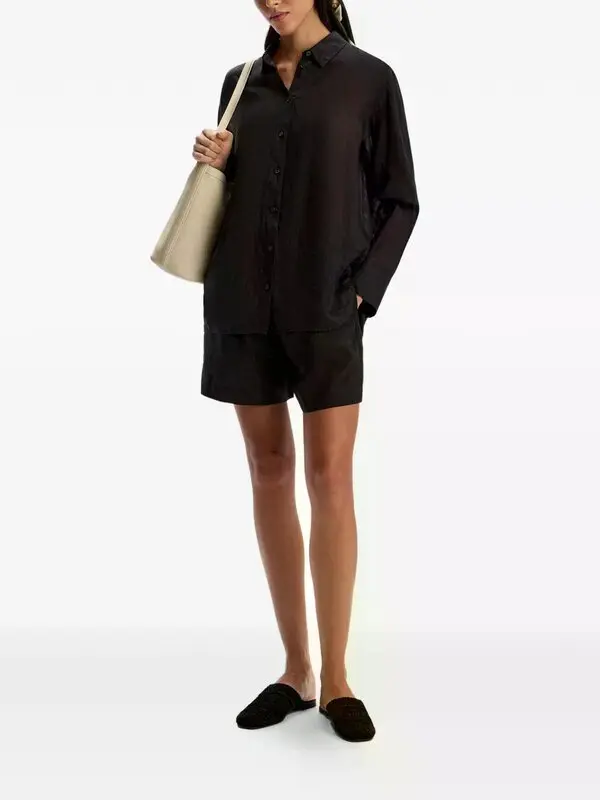 12 STOREEZ Ramie Drawstring Shorts - Black