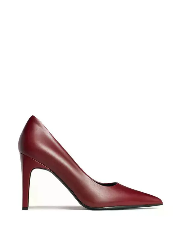 12 STOREEZ Leather Pointed Toe Pumps - Red