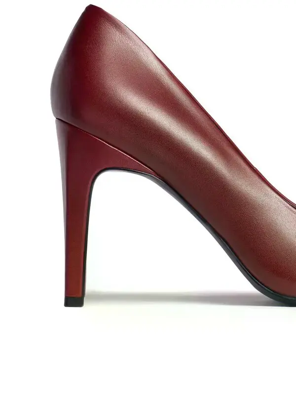 12 STOREEZ Leather Pointed Toe Pumps - Red