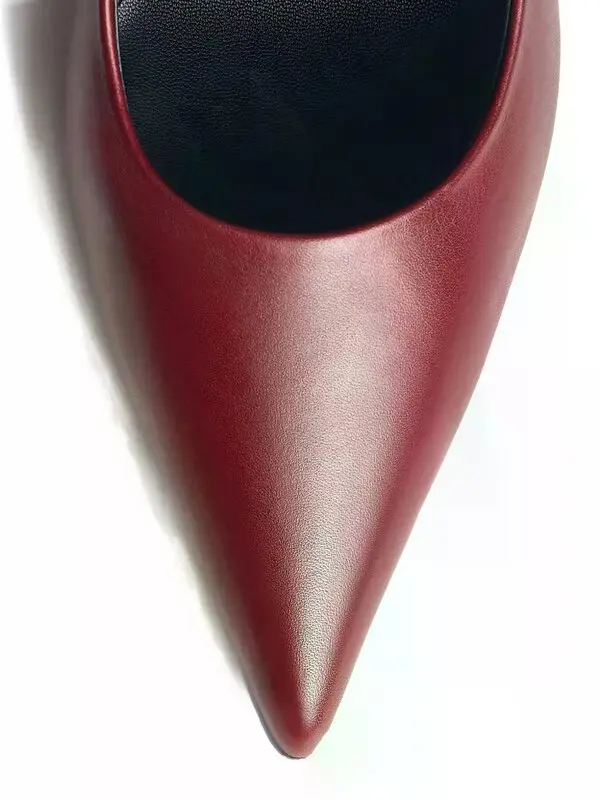 12 STOREEZ Leather Pointed Toe Pumps - Red