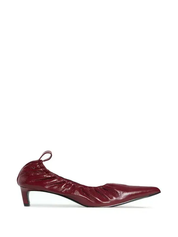12 STOREEZ Leather Pointed Toe Pumps - Red