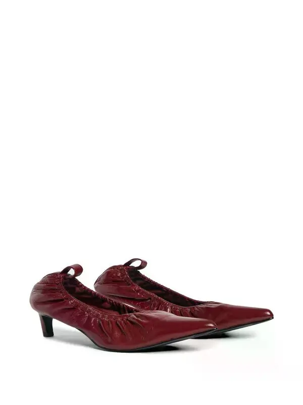 12 STOREEZ Leather Pointed Toe Pumps - Red