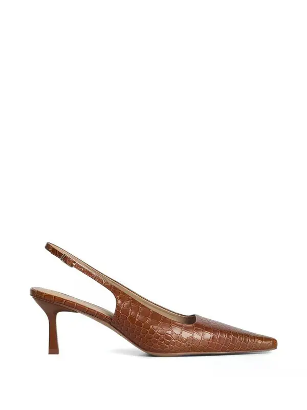 12 STOREEZ Leather Slingback Pumps - Brown
