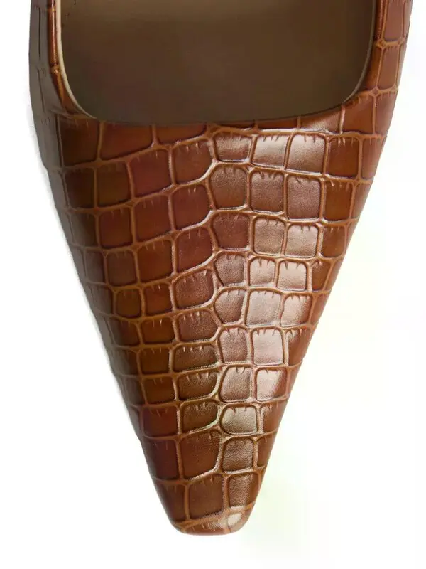 12 STOREEZ Leather Slingback Pumps - Brown