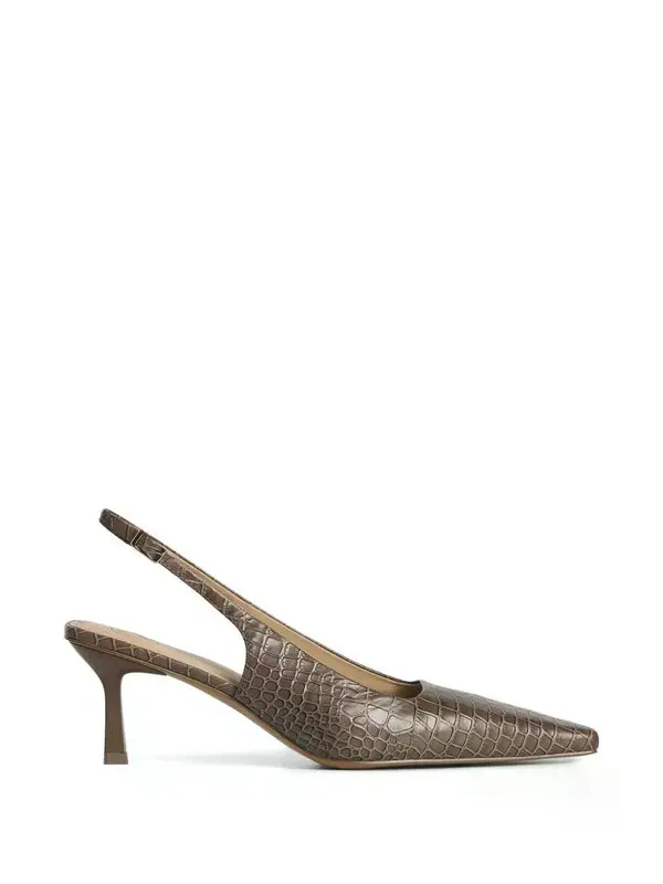 12 STOREEZ Leather Slingback Pumps - Grey