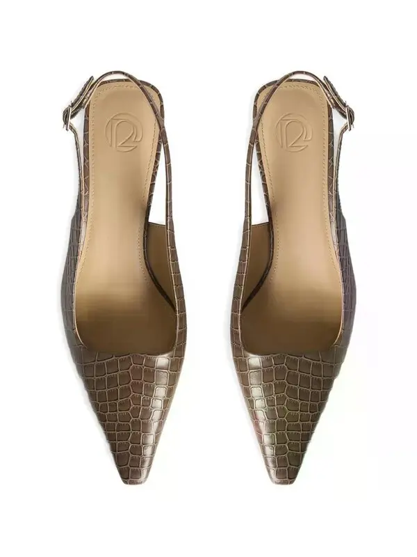 12 STOREEZ Leather Slingback Pumps - Grey