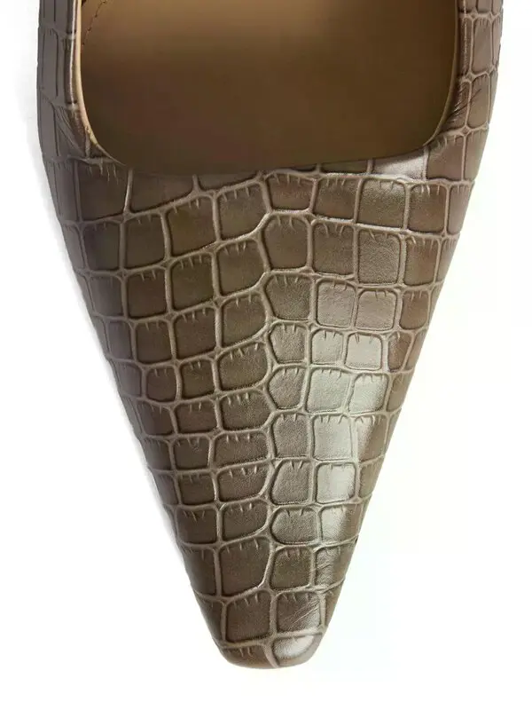 12 STOREEZ Leather Slingback Pumps - Grey
