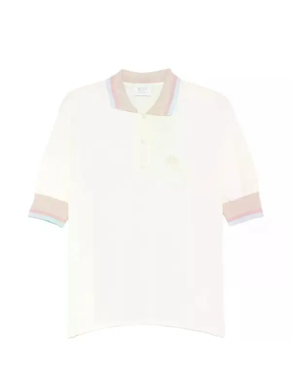 MVP WARDROBE Embroidered Striped Polo Shirt