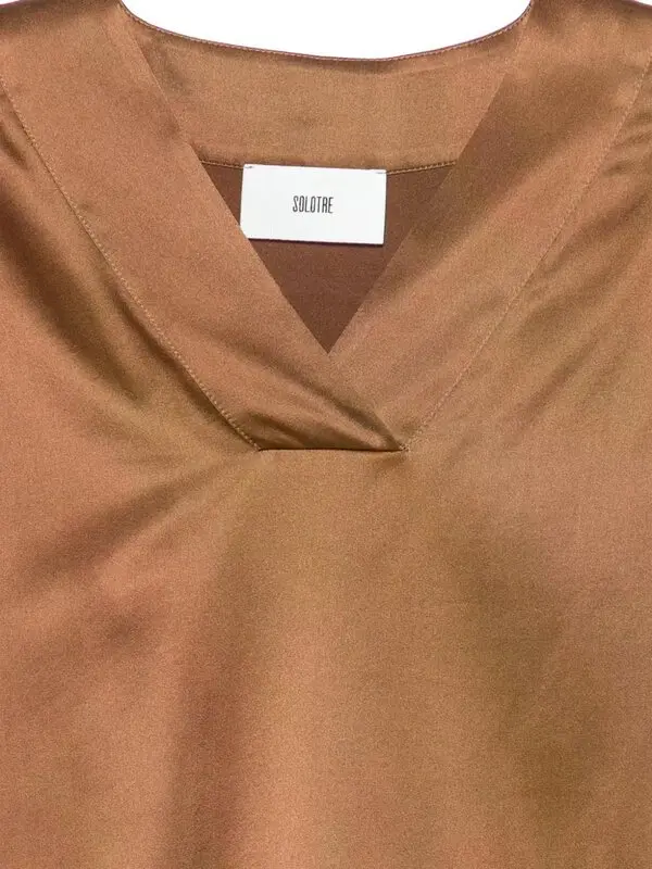 SOLOTRE V-neck Blouse - Brown
