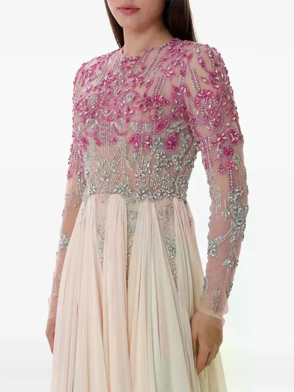 DINA MELWANI Hand-embroidered Crystal Gown