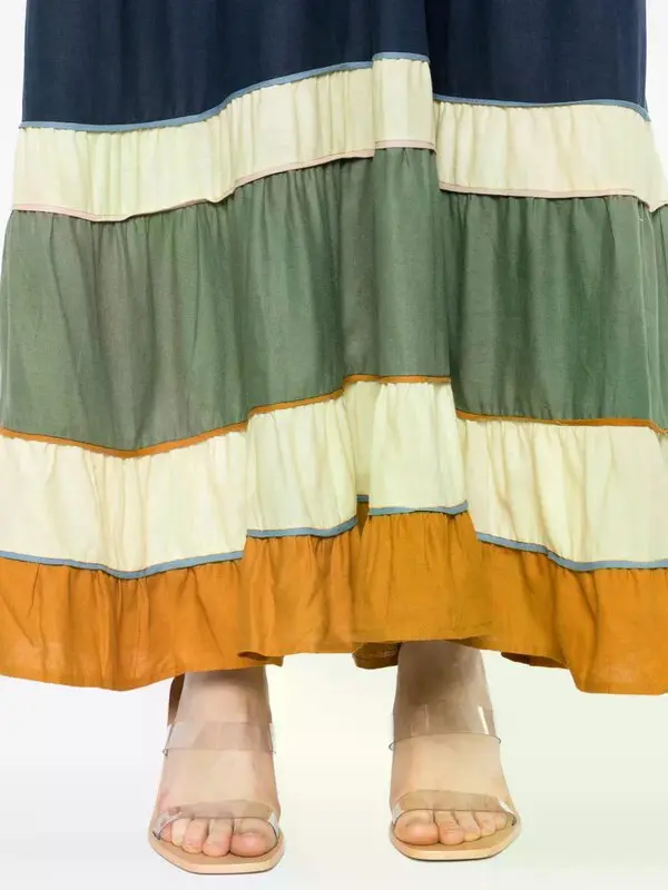 Farm Rio Panelled Pleated Maxi Dress