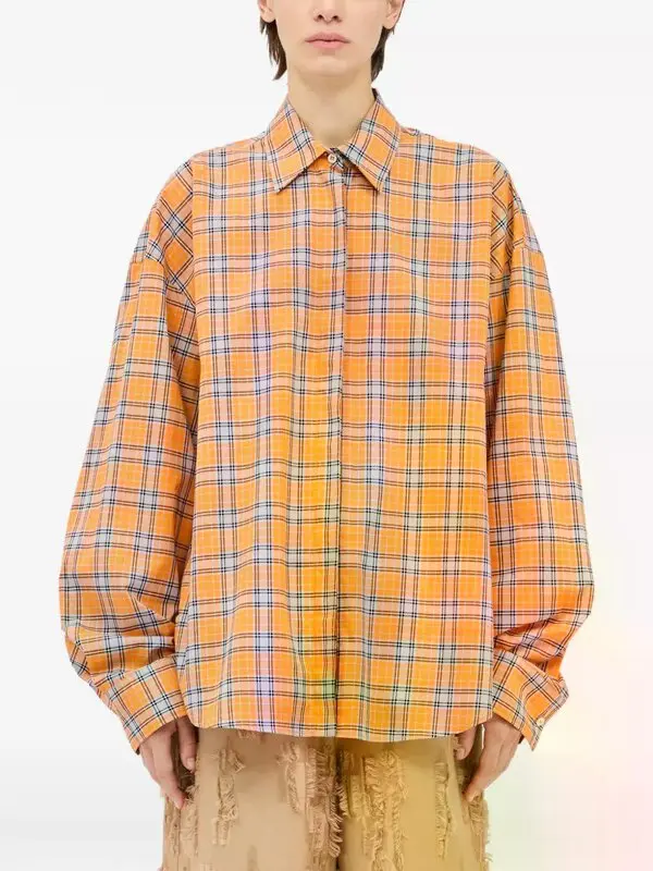 MSGM Ruffled Check Shirt