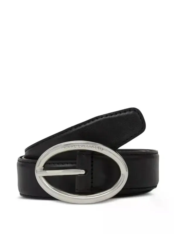 Karl Lagerfeld Belt With Rounded Buckle - Black