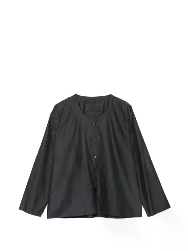 PRIVATE 0204 Buttoned Collarless Blouse