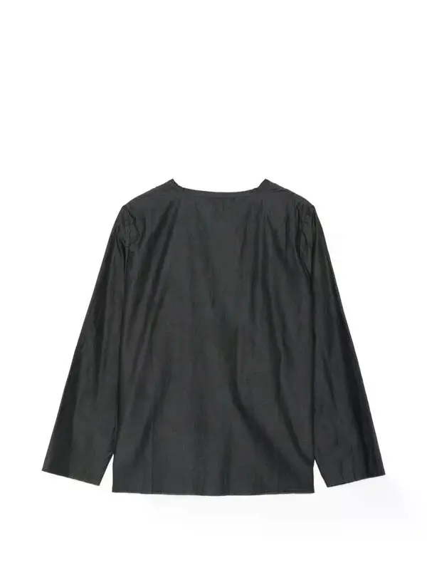 PRIVATE 0204 Buttoned Collarless Blouse