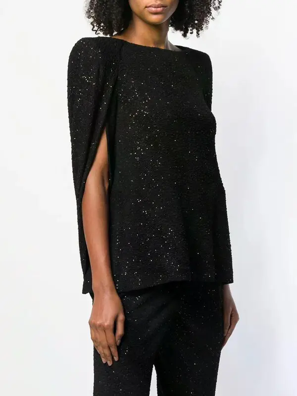 Talbot Runhof Glitter Cape Effect Top