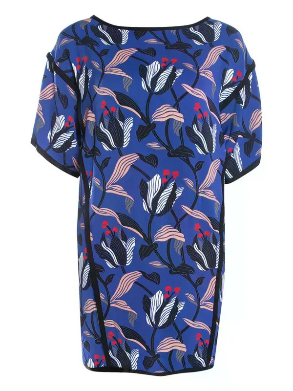 Escada Floral Print Silk Top - Blue