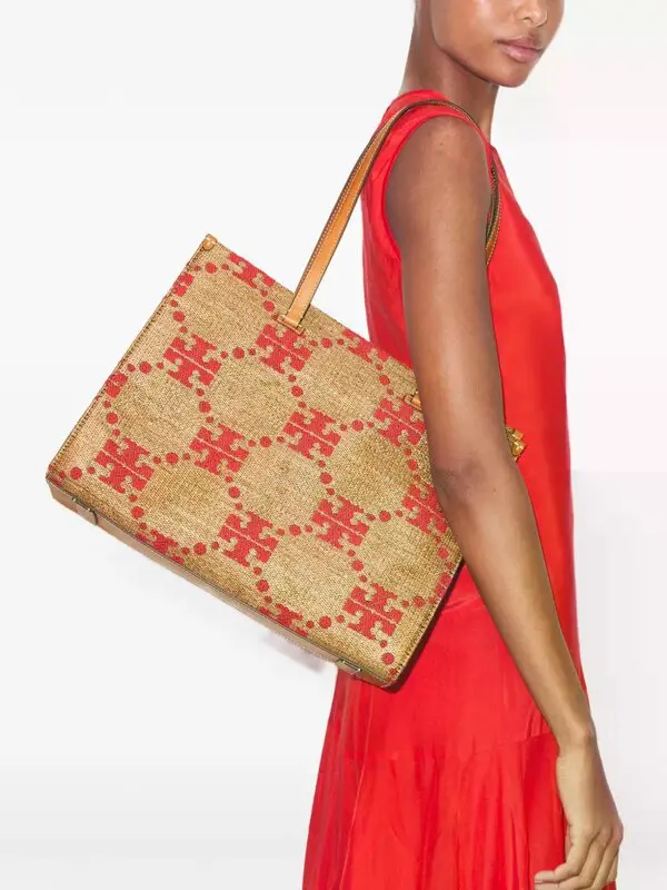 Tory Burch T Monogram Woven Tote Bag