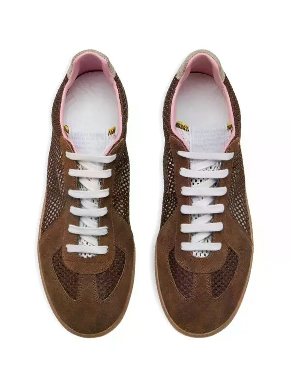 MAISON MARGIELA Replica Suede And Mesh Lace-up Sneakers - Brown