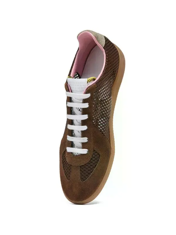 MAISON MARGIELA Replica Suede And Mesh Lace-up Sneakers - Brown