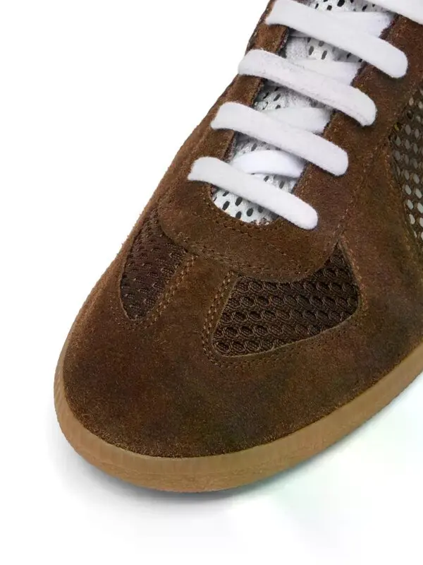 MAISON MARGIELA Replica Suede And Mesh Lace-up Sneakers - Brown