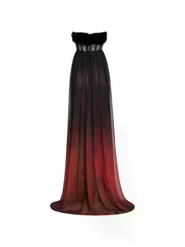 Elie Saab Lace Gradient Chiffon Maxi Dress