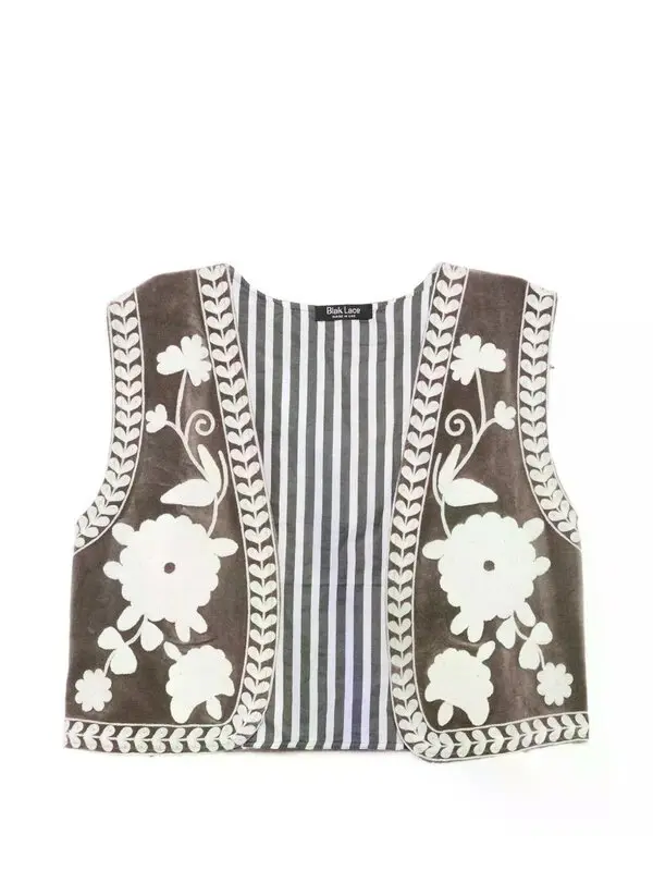 BLAKLACE Floral Embroidered Waistcoat - Brown