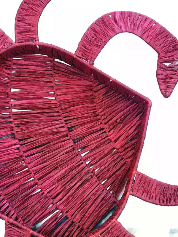 LES-OTTOMANS Raffia Crab Shape Basket