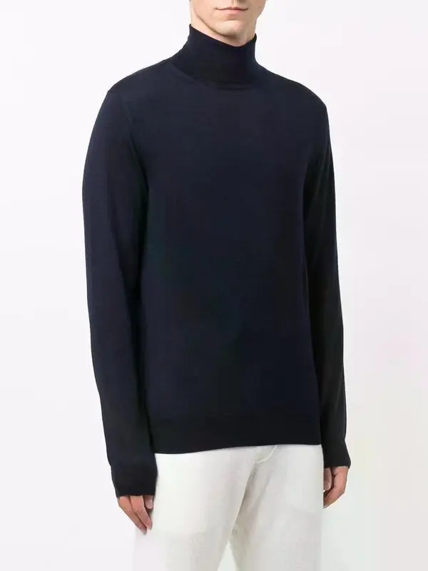 Fedeli Roll-neck Knitted Jumper - Blue