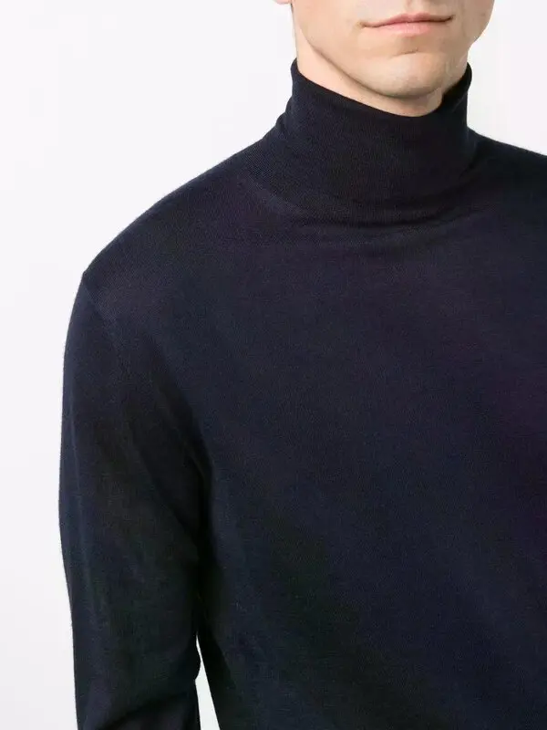 Fedeli Roll-neck Knitted Jumper - Blue