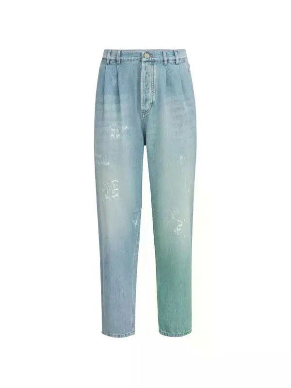 Brunello Cucinelli Lightweight Denim Five-pocket Trousers With Double Pleats And Rips