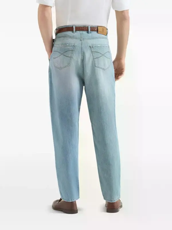 Brunello Cucinelli Lightweight Denim Five-pocket Trousers With Double Pleats And Rips
