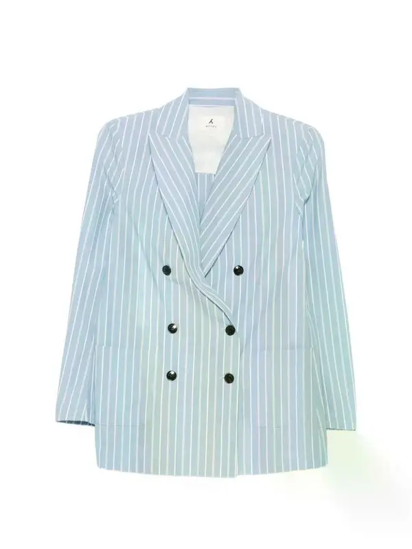 MY MYTHS Striped Double-breasted Blazer