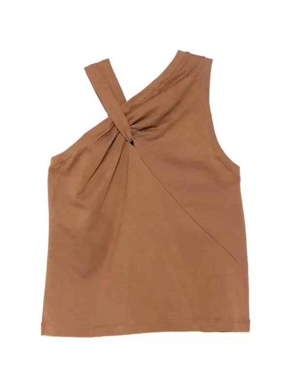 SOLOTRE Twisted-strap Sleeveless Top - Brown