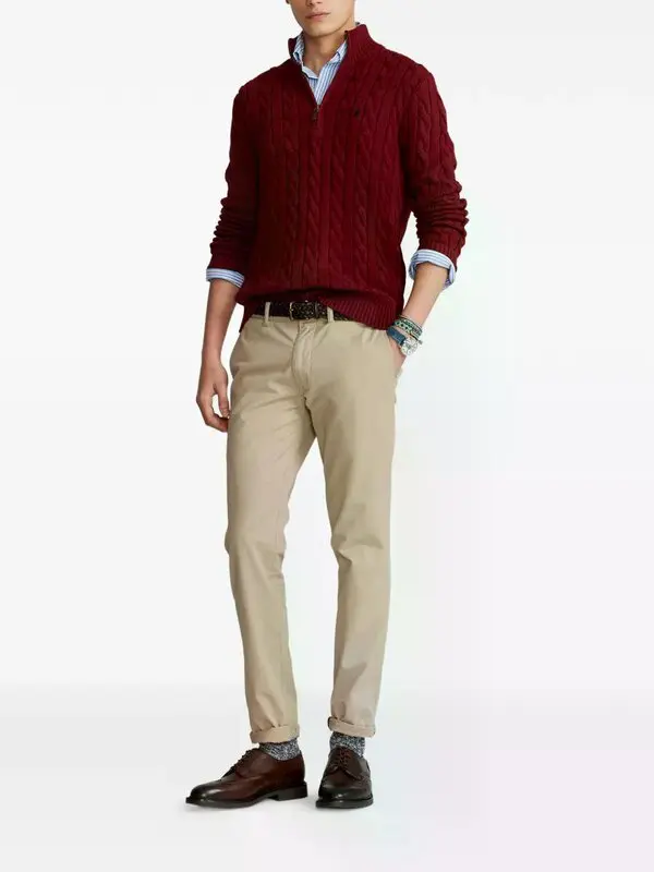 Polo Ralph Lauren Cable Knit Zip Sweater - Red