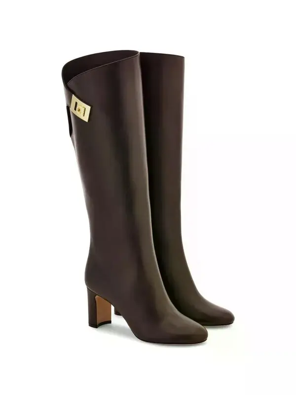 FERRAGAMO Hug Buckle Knee High Boots - Brown